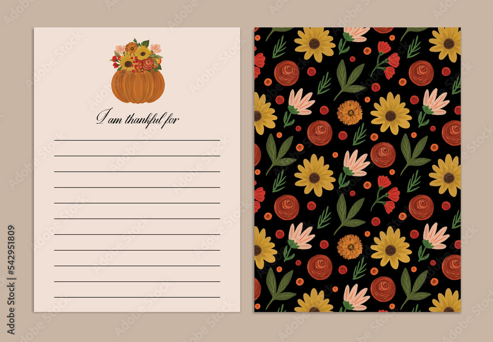 Thanksgiving Thankful List Template Design Stock Template | Adobe Stock