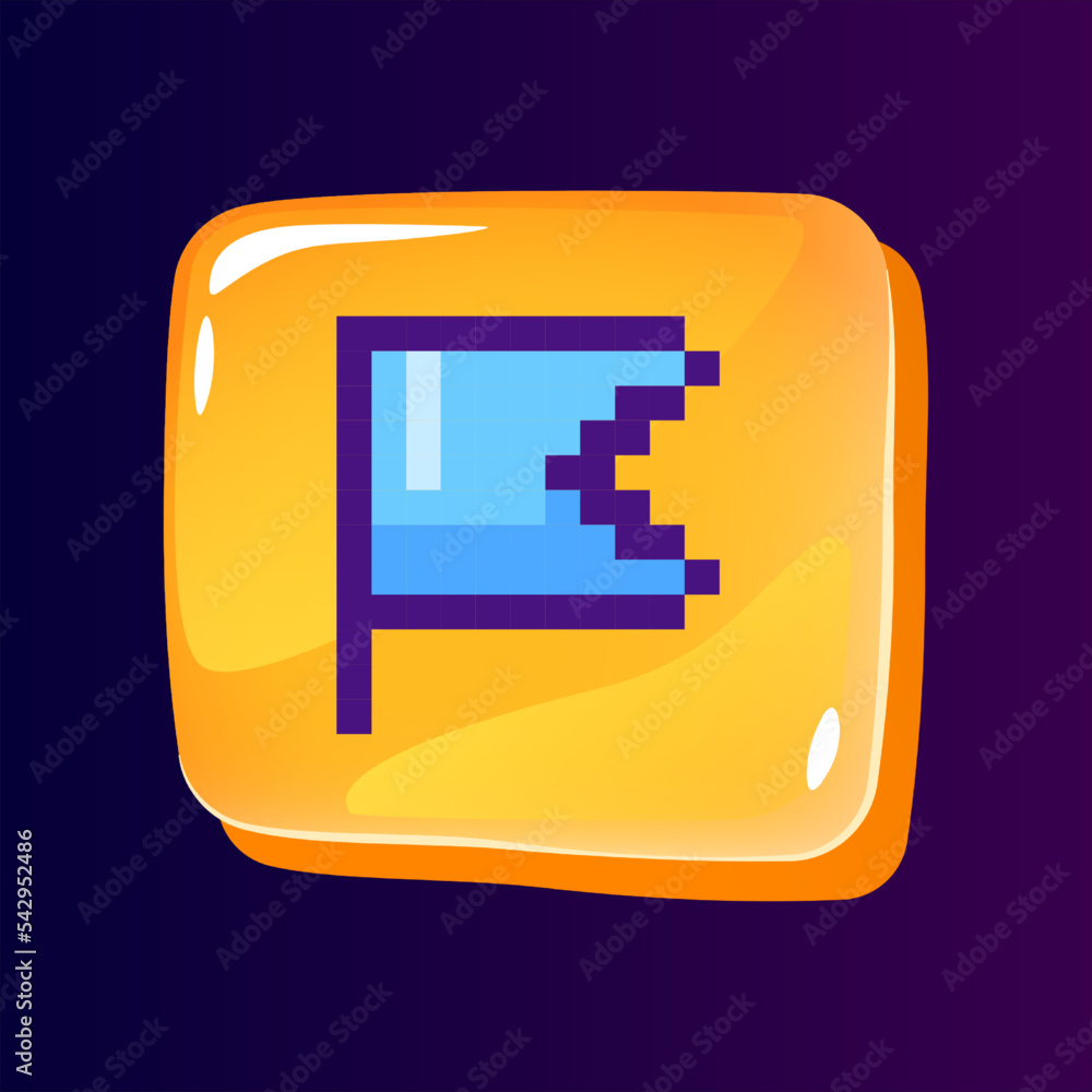 Tag sign glossy ui button with pixelated color icon. Flag pin. Marking important content ...