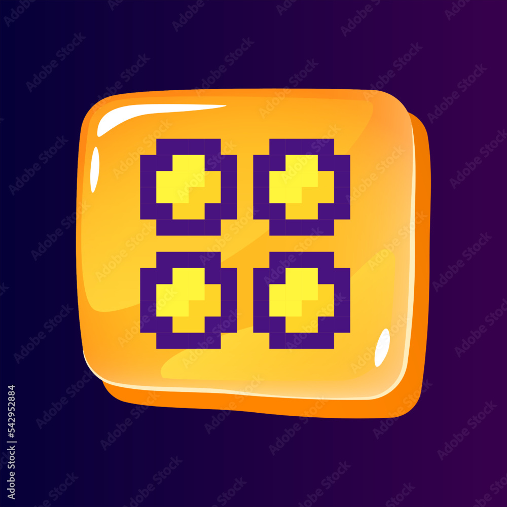 Square menu glossy ui button with pixelated color icon. Website structure. Customer comfort ...