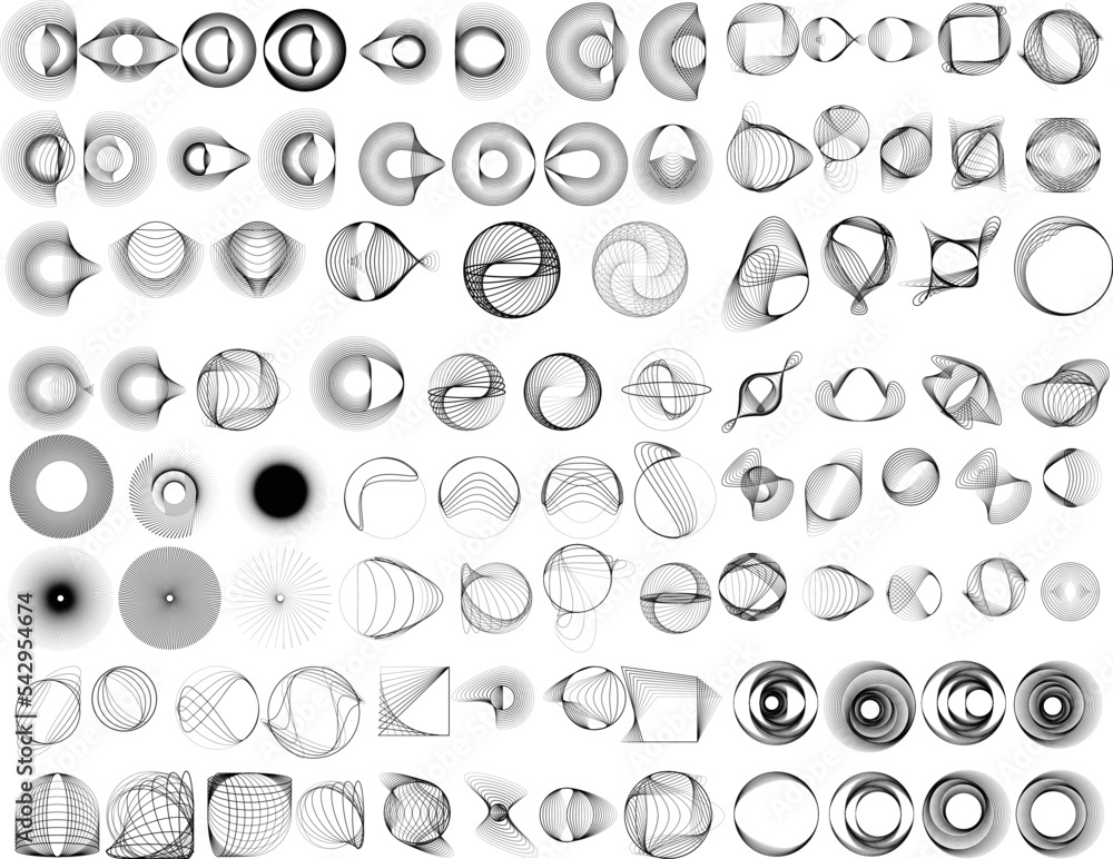 Vetor de Big set of lines in Circle Form . Spiral Vector Illustration ...