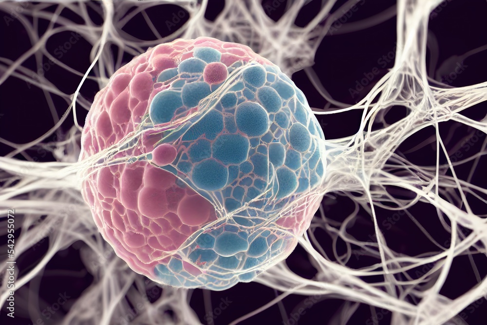 Medical studies on topic of cancer. Human cells affected by cancer ...