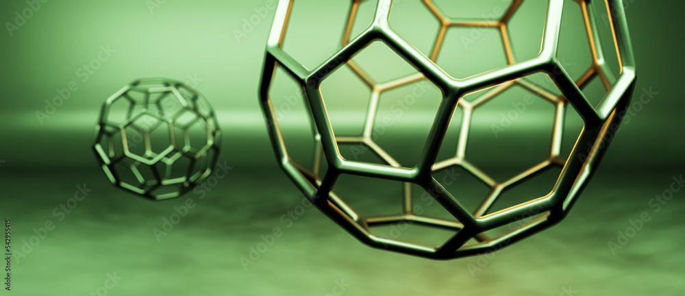 Buckminsterfullerene C60 Molecule model, allotrope of fullerene carbon ...