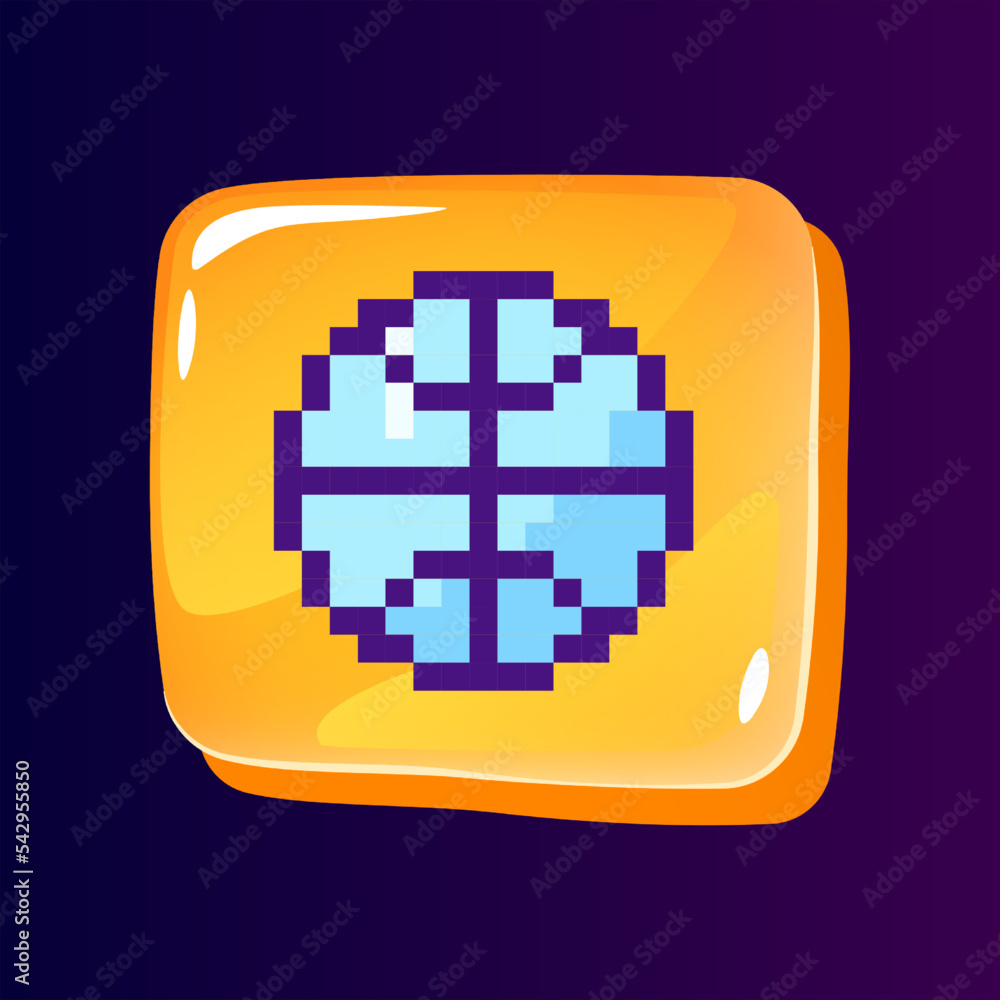 Basketball glossy ui button with pixelated color icon. Team ball game ...