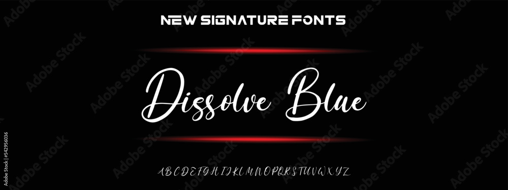 Dissolve Blue Hand drawn calligraphic vector monoline font. Distress ...