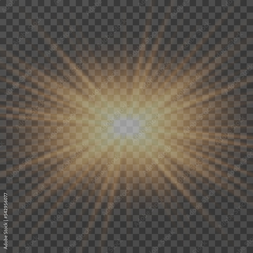 Gold glowing light burst explosion on transparent background. Bright ...
