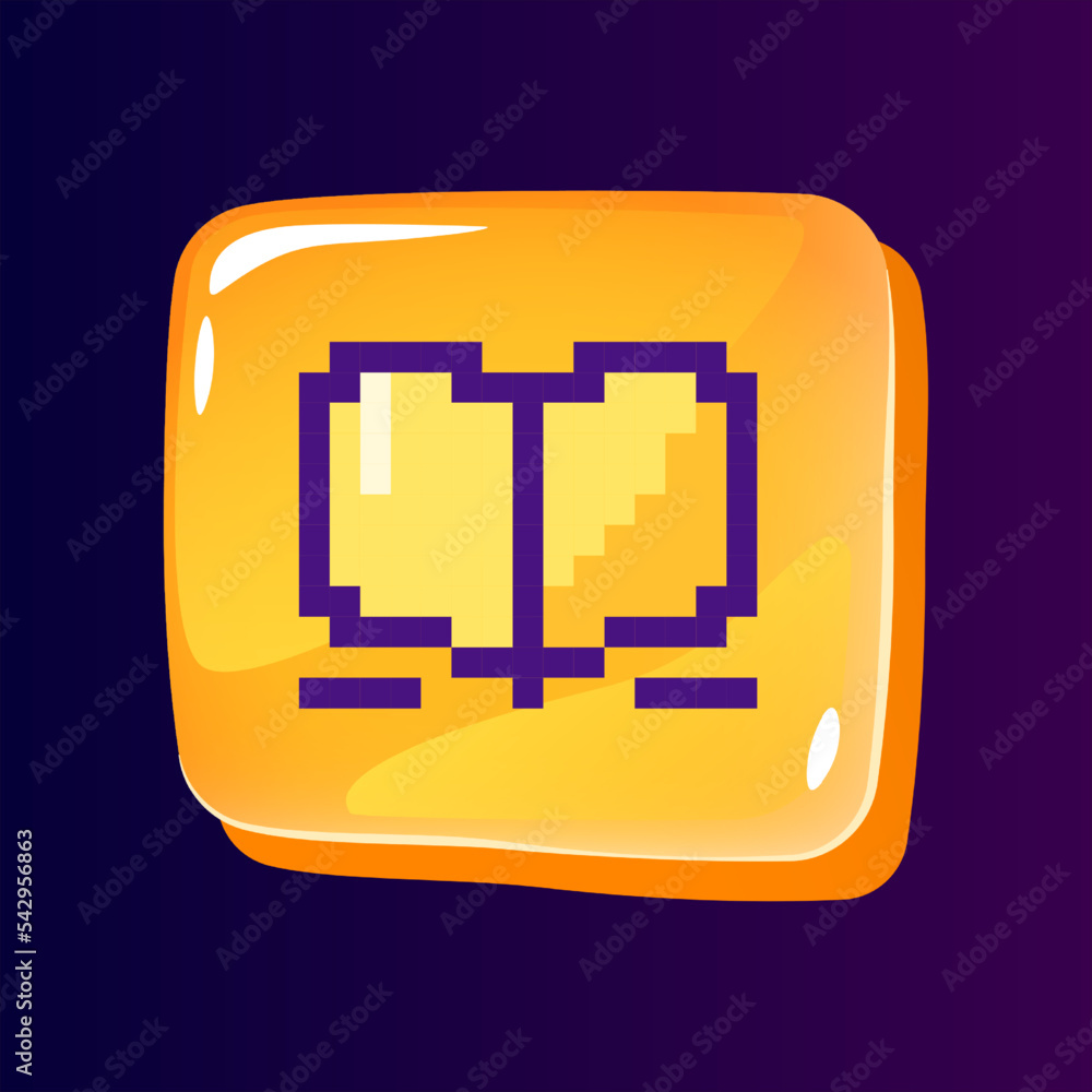 Book glossy ui button with pixelated color icon. Bookstore on internet. Online shopping ...