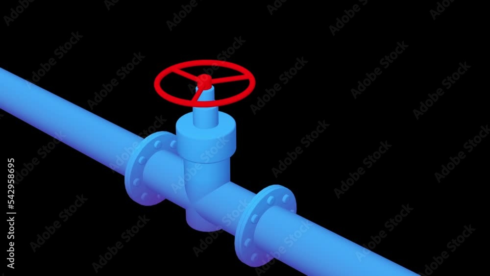 Red valve on the main gas pipeline. Industrial faucet for water, oil ...