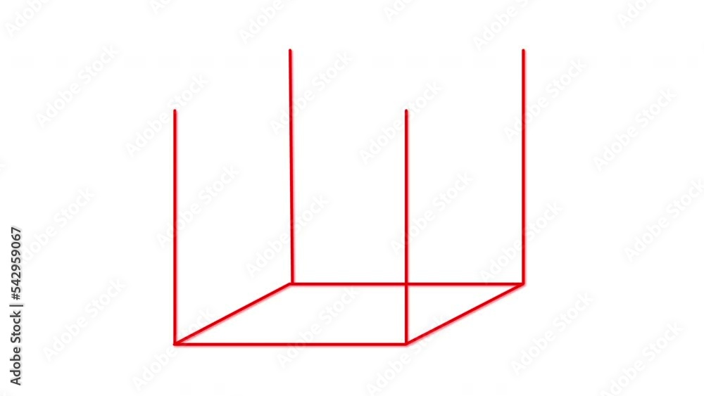 Cube, geometric shape outline self drawing continuous line animation ...