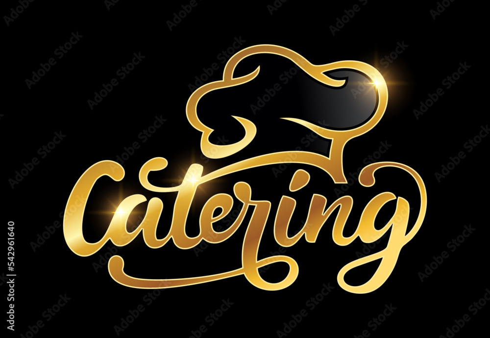 Golden Catering monogram Logo with Chef Hat vector Icon Stock Vector ...