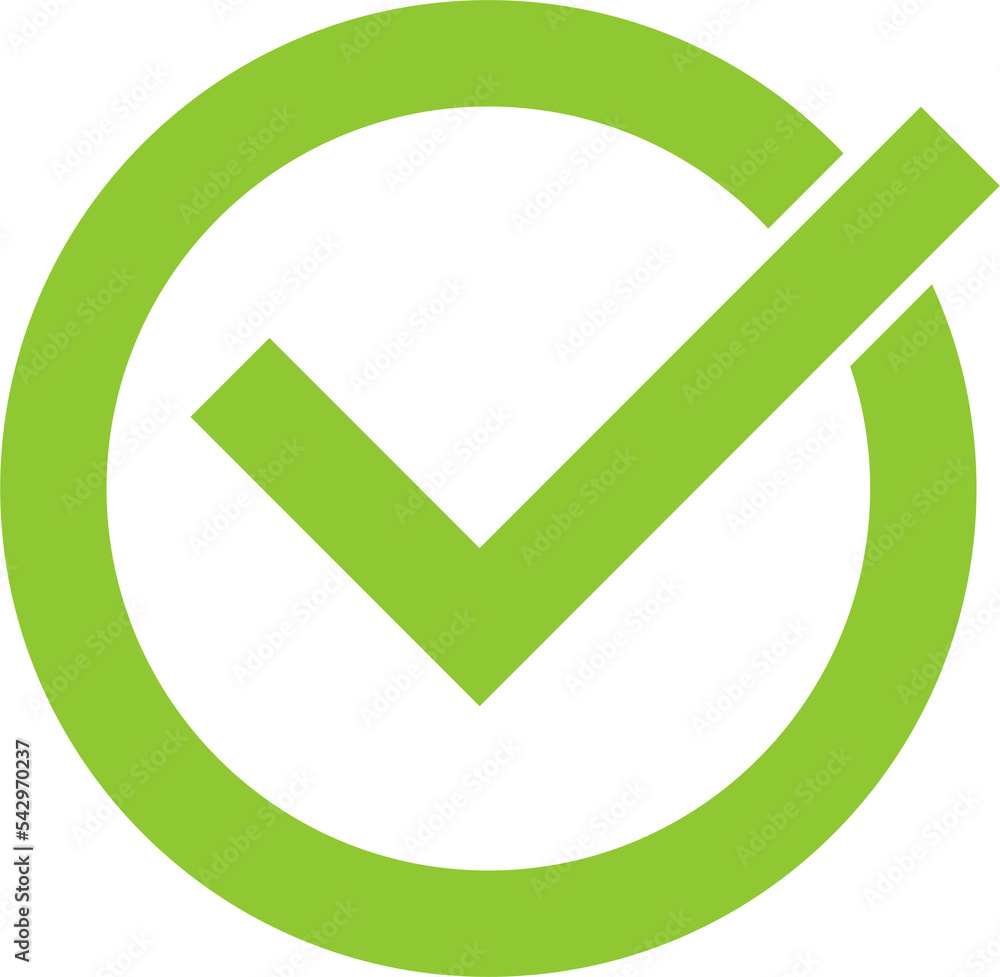 Green check mark icon in a circle. Tick symbol in green color Stock ...
