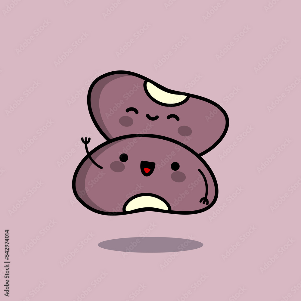 Kawaii beans. Kawaii food characters. Happy beans in cartoon style ...