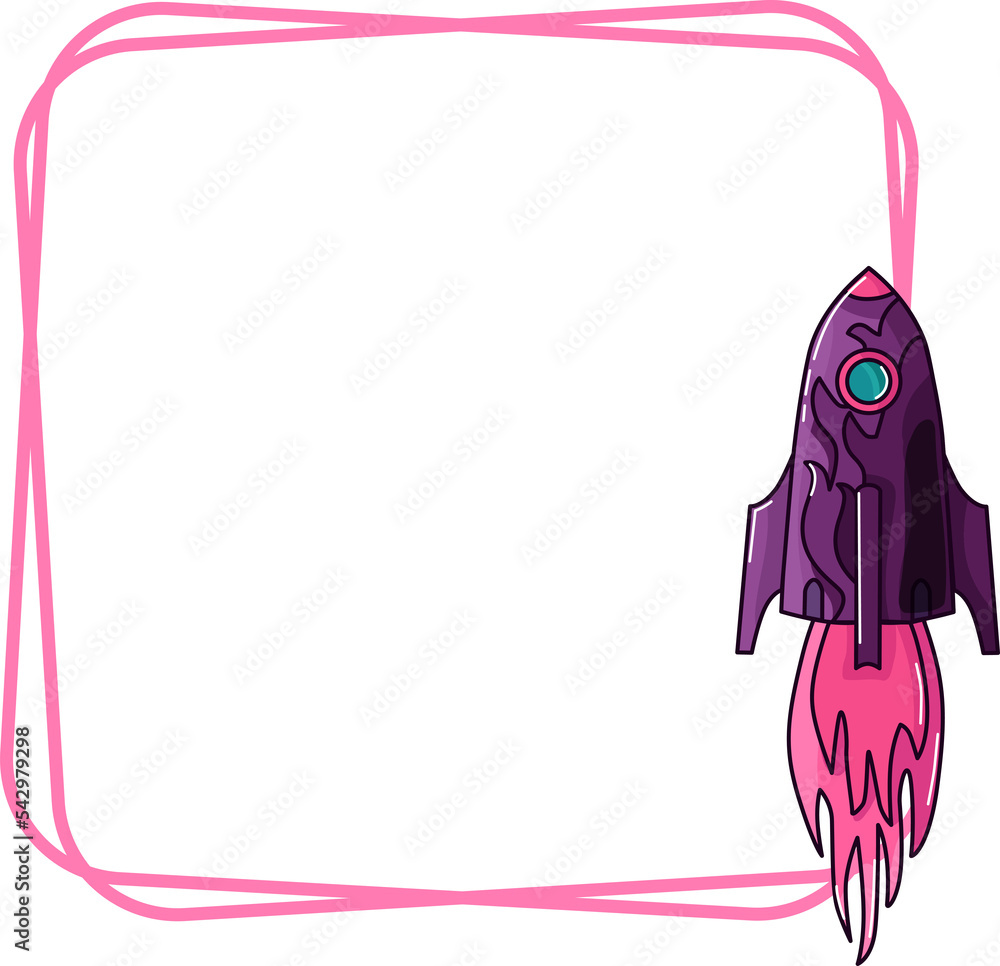 Space frame with a rocket on a transparent background. Png Stock ...