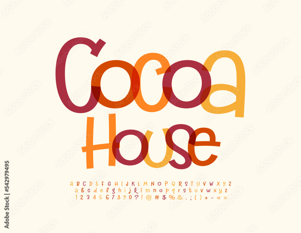 Vector stylish logo Cocoa House. Bright Watercolor Font. Handwritten ...