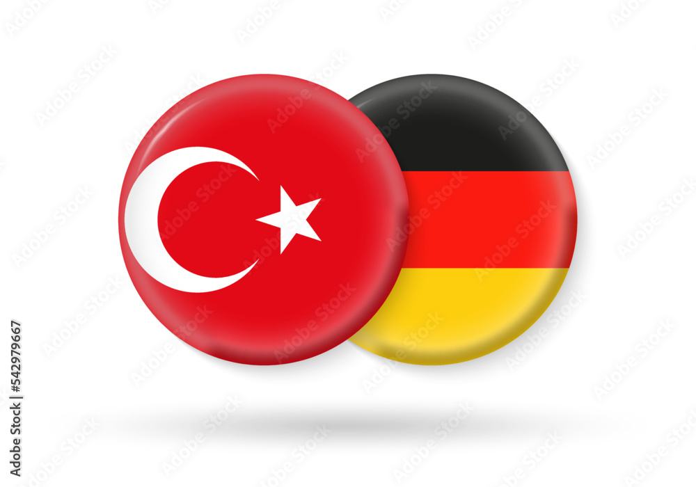 Germany and Turkey circle flags. 3d icon. Round Turkish and German ...