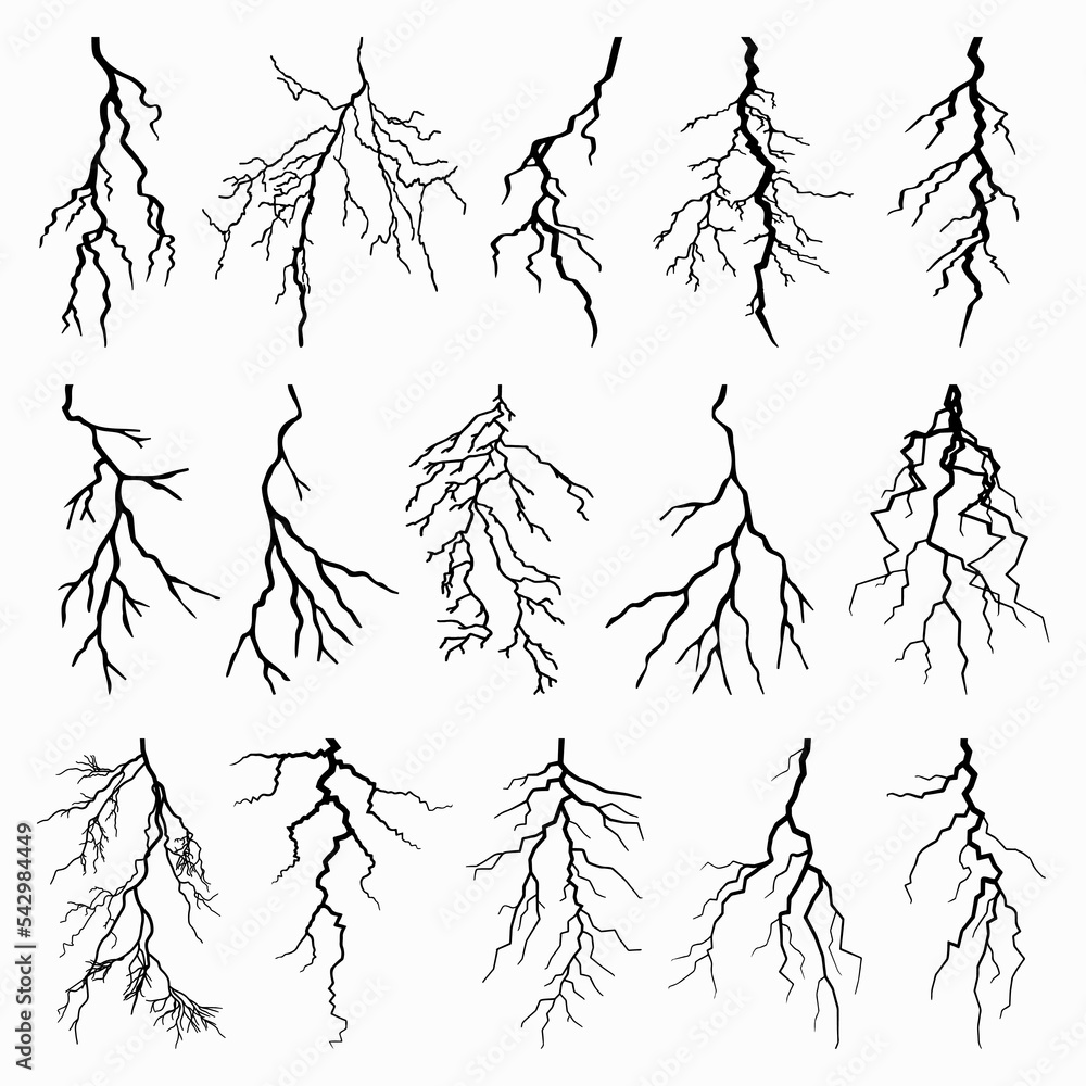 Lightning Bolt Vector Collection Stock Vector | Adobe Stock