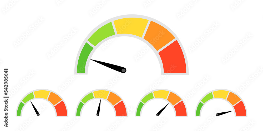 Set of colorful Speed meter isolated on transparent background. Stock ...