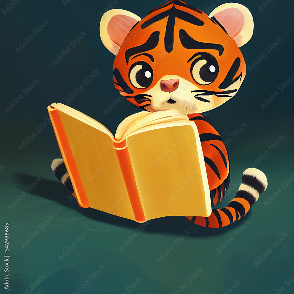 Baby tiger for school and kindergarten. Cute little happy friendly fun ...