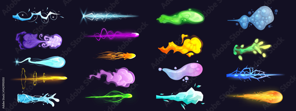 Vfx gun effect, space blasters laser or plasmic beams and rays, bomb ...