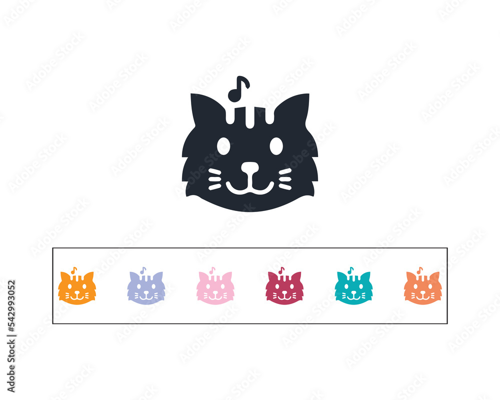 Cat head emotions vector, Vector icon of smiley cat face set, Set of ...