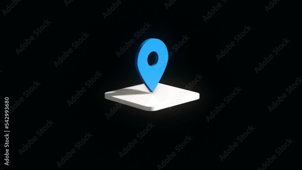 Location symbol, Map marker 3d animation on a dark background. Stock ...