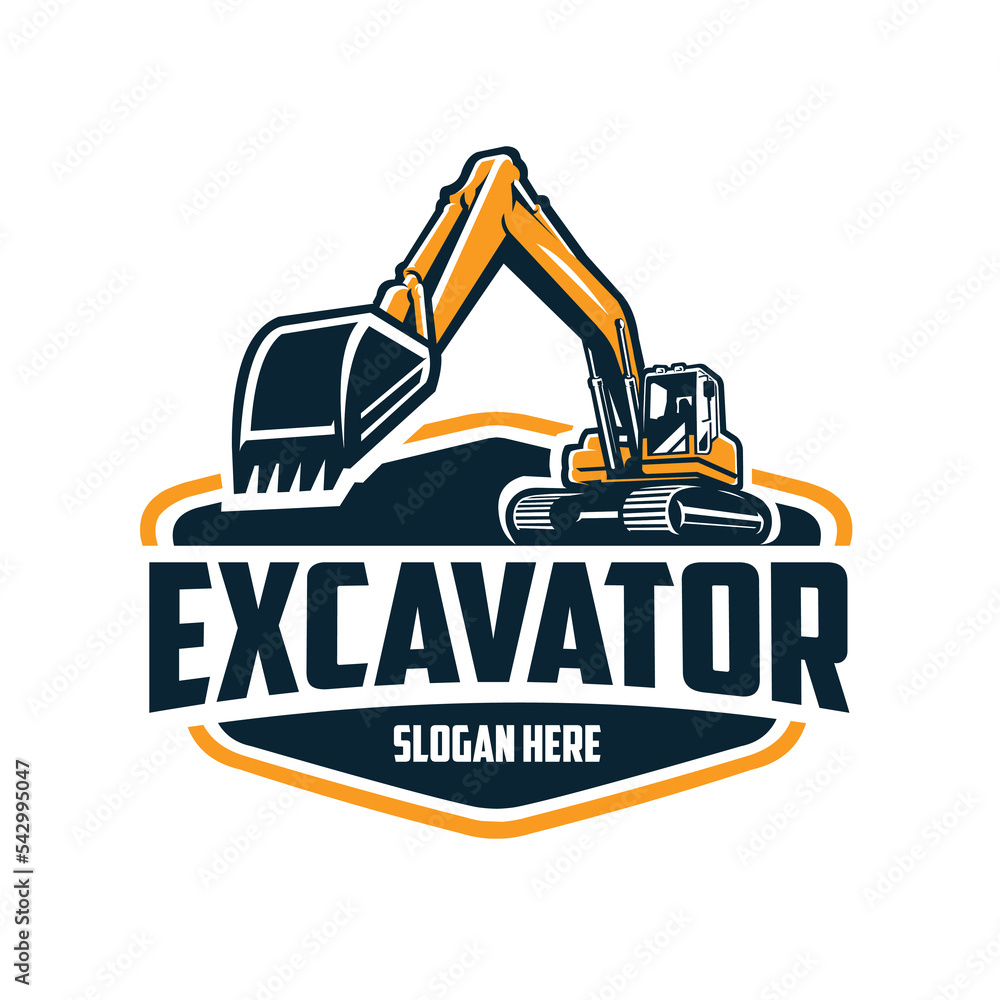 Excavator Company Emblem Logo Template Set Vector Isolated Stock Vector ...
