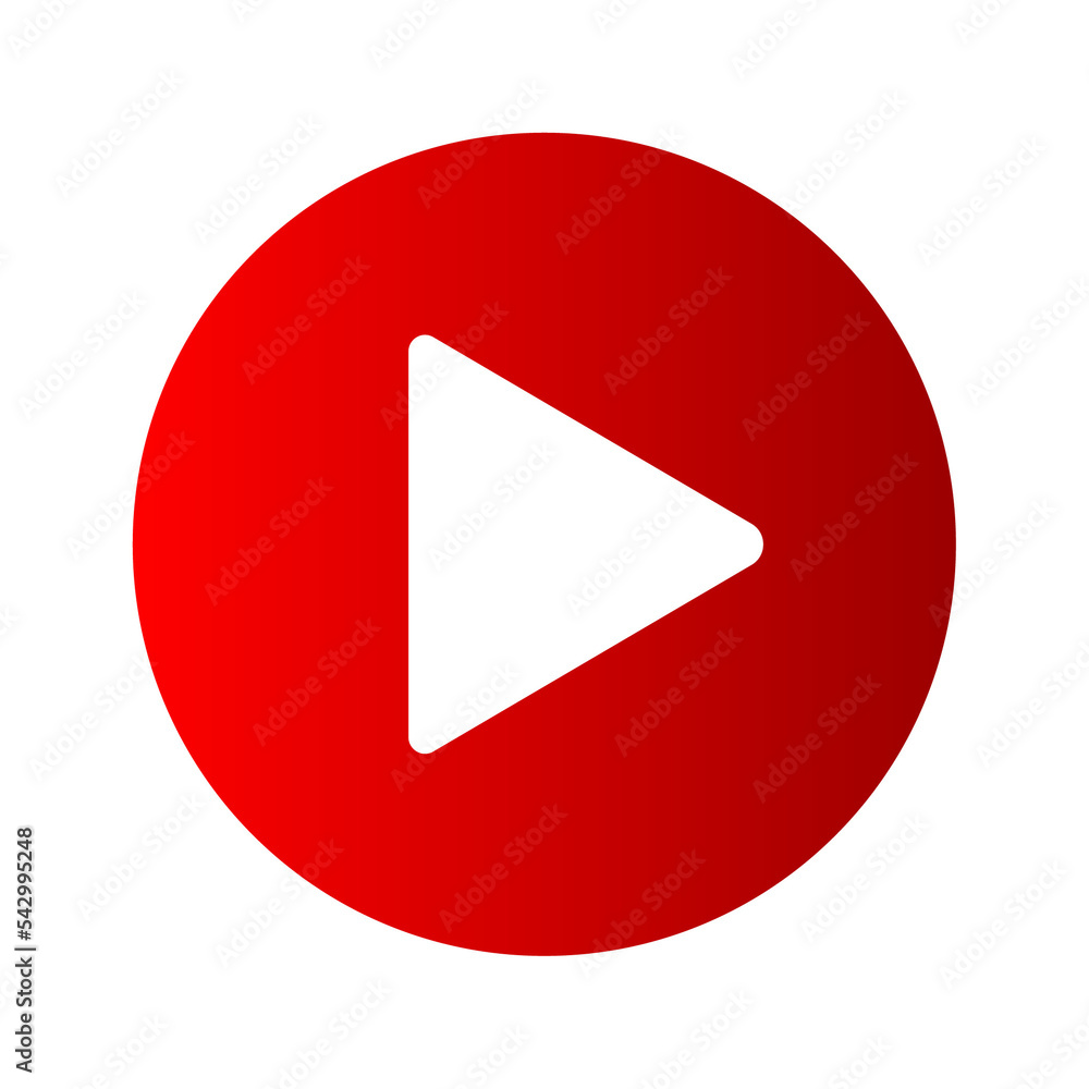 red play button icon transparent png Stock Illustration | Adobe Stock