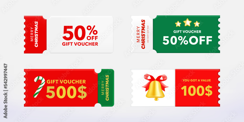 3D Gift voucher coupon.For Christmas sales and Discount online ...
