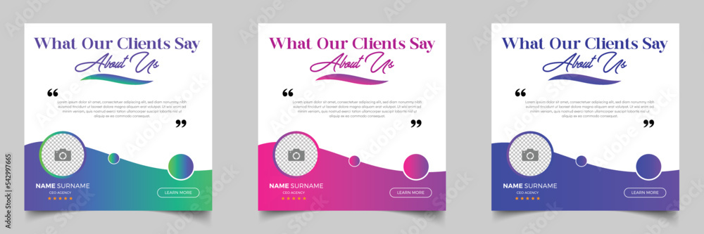 Customer feedback Client testimonial social media post web banner ...