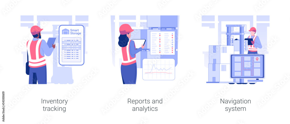 Warehouse management system isolated concept vector illustration set ...