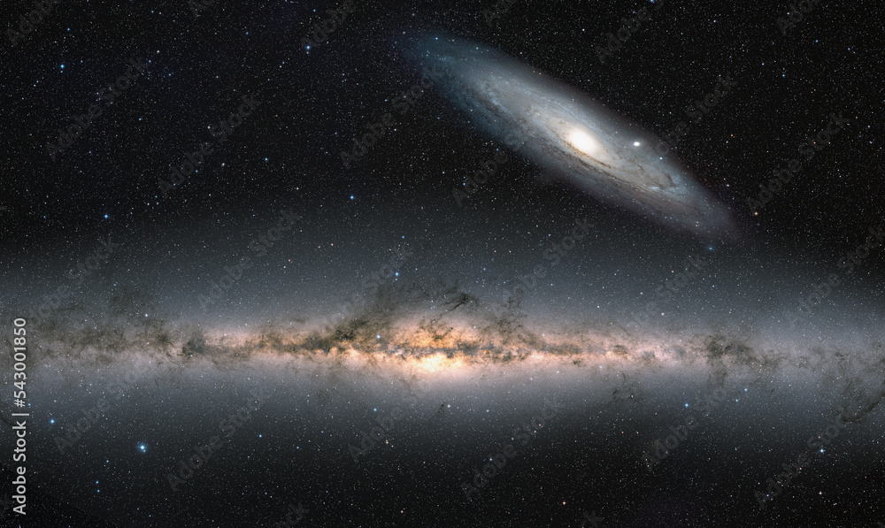 Our galaxy is milky way, Andromeda galaxy, in the background (Heic0602a ...