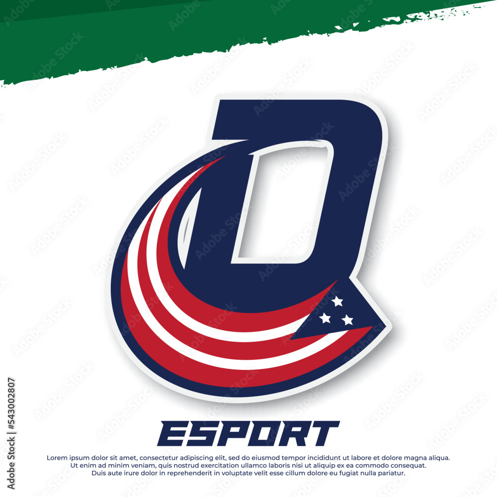 Letter D logo with american flag icon design, Shield Emblem Sport Team ...
