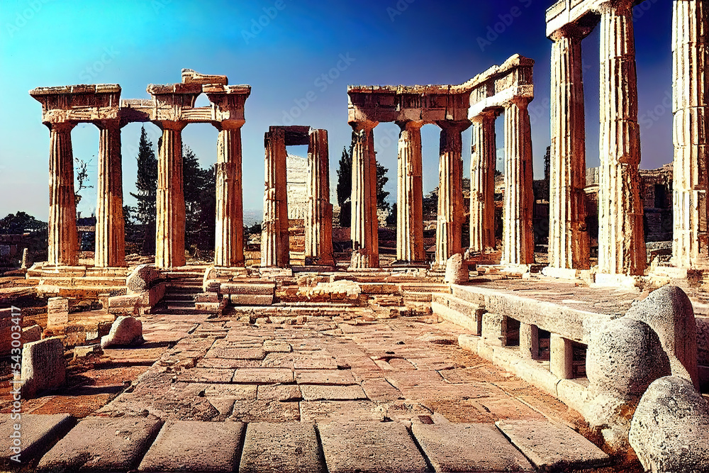 ancient greek or roman ruins as wallpaper background Stock Illustration ...