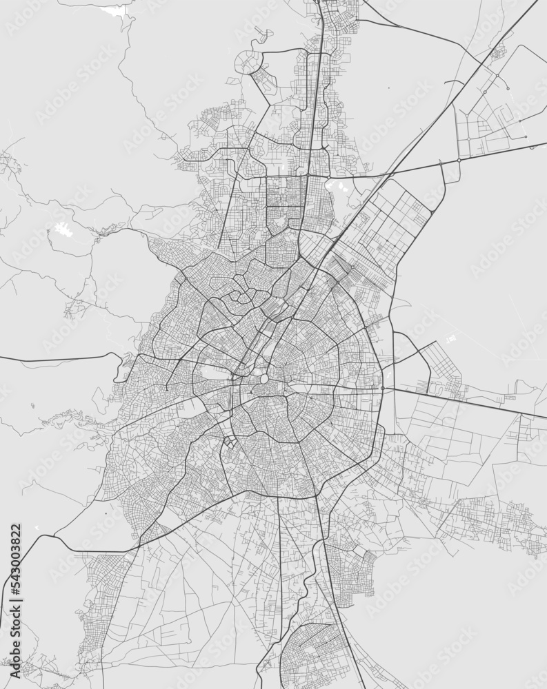Konya map. Detailed map of Konya city administrative area. Cityscape panorama illustration. Road ...