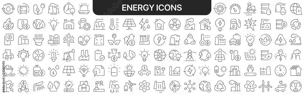 Energy icons collection in black. Icons big set for design. Vector ...
