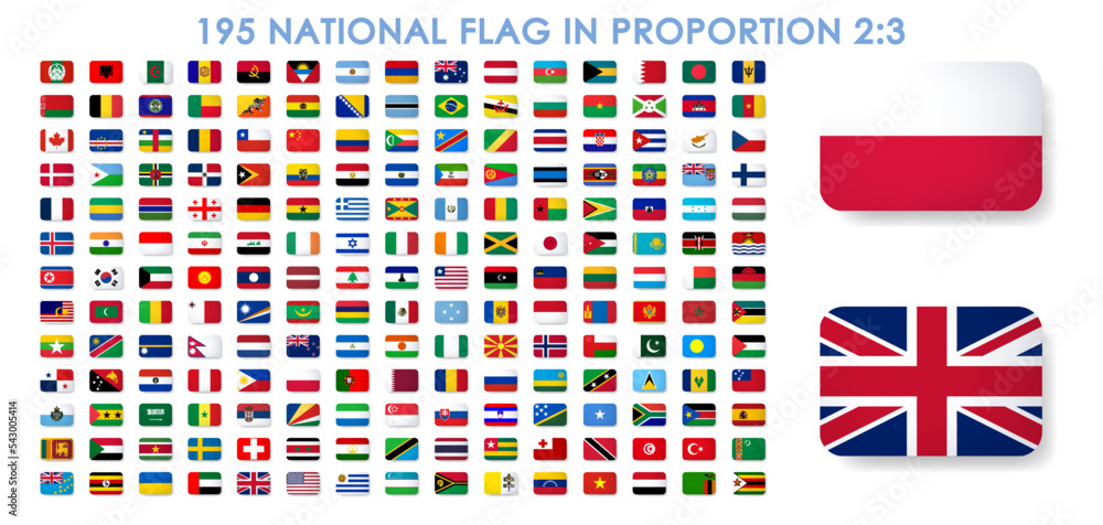 All national flags of the world with names - high quality vector flag ...