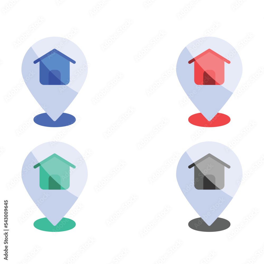 Home location pin icon, Gps with flat vector, Location point icon ...