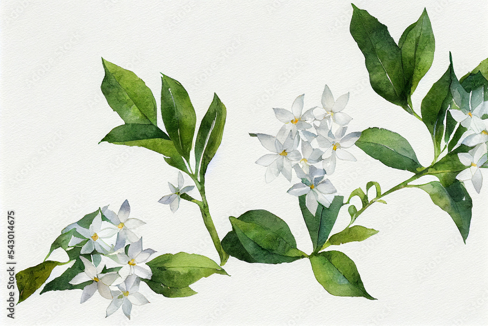 Jasmine Flower Botanical Illustration