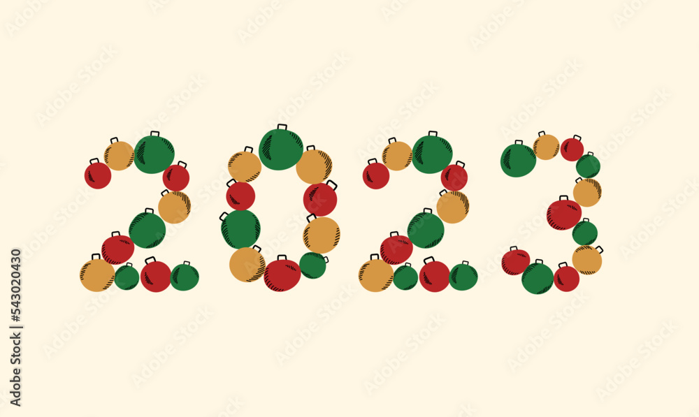 Christmas and New Year card. Poster with numbers 2023 made from ...