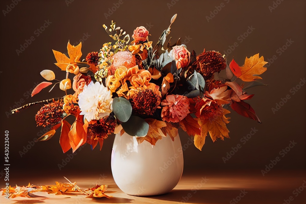 3D rendered computer generated image of autumn floral bouquet. Fall ...