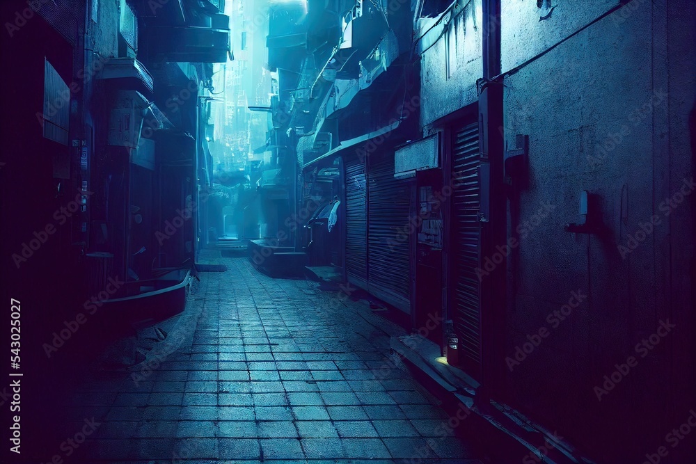 3D rendered computer generated image of a futuristic neo cyberpunk ...