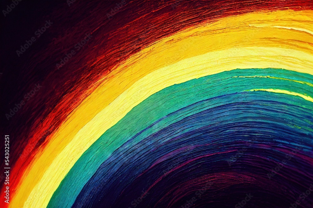 3D rendered computer generated image of a liquid metal rainbow. Bright ...