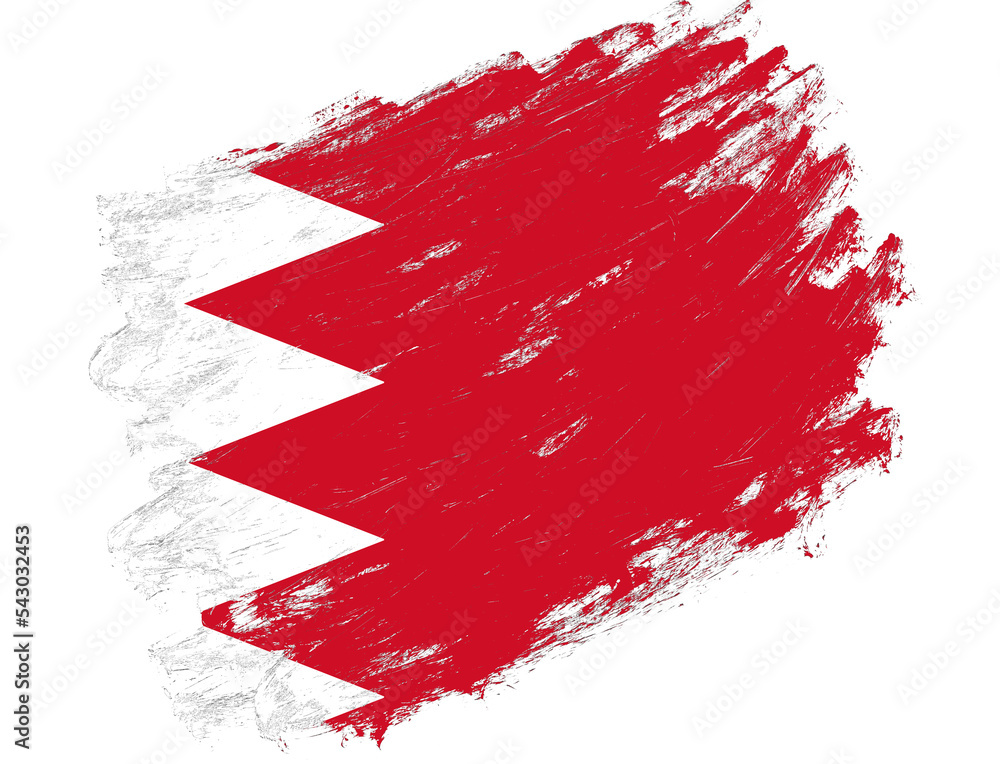 Bahrain flag painted on a grunge brush stroke white background Stock ...
