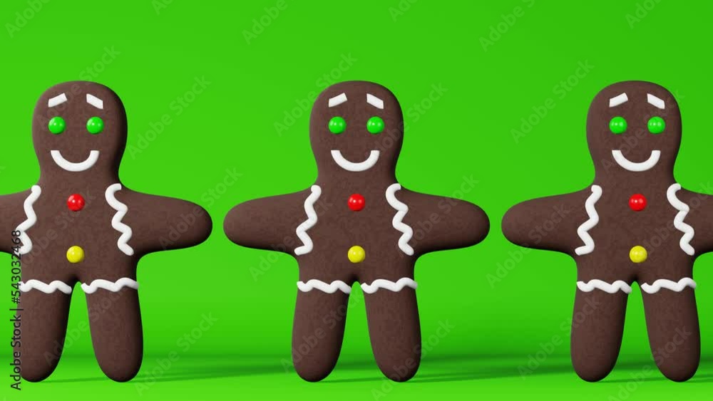 Vidéo Stock Gingerbread man jumping dancing chroma key green screen ...
