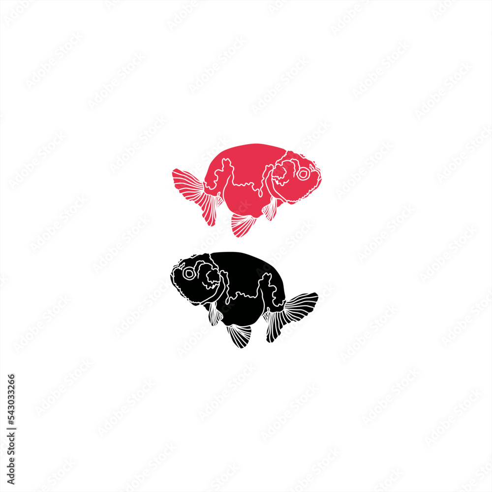 pair of black and red ranchu goldfish Stock Vector | Adobe Stock