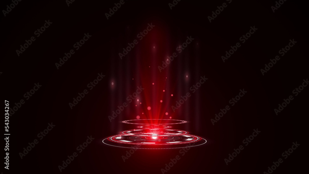 Red Hologram rounded HUD design animation. Digital technology concept ...