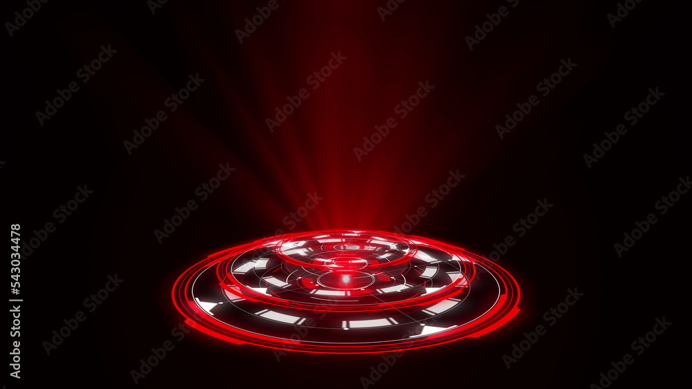 Hologram rounded HUD design. Digital technology concept in red colors ...