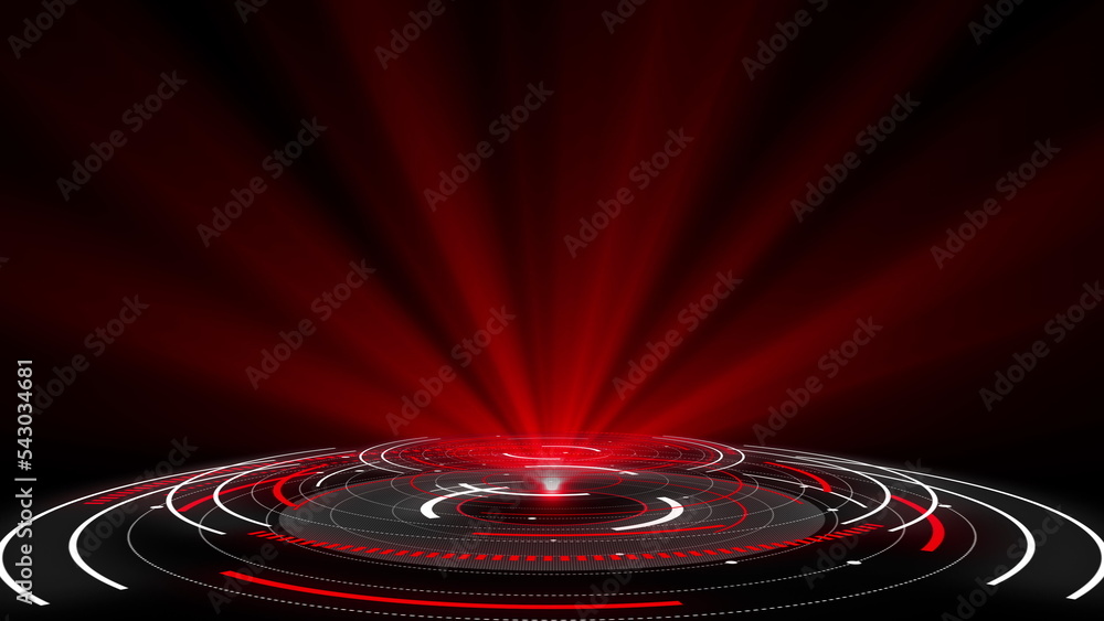 Hologram rounded HUD design. Digital technology concept in red colors ...