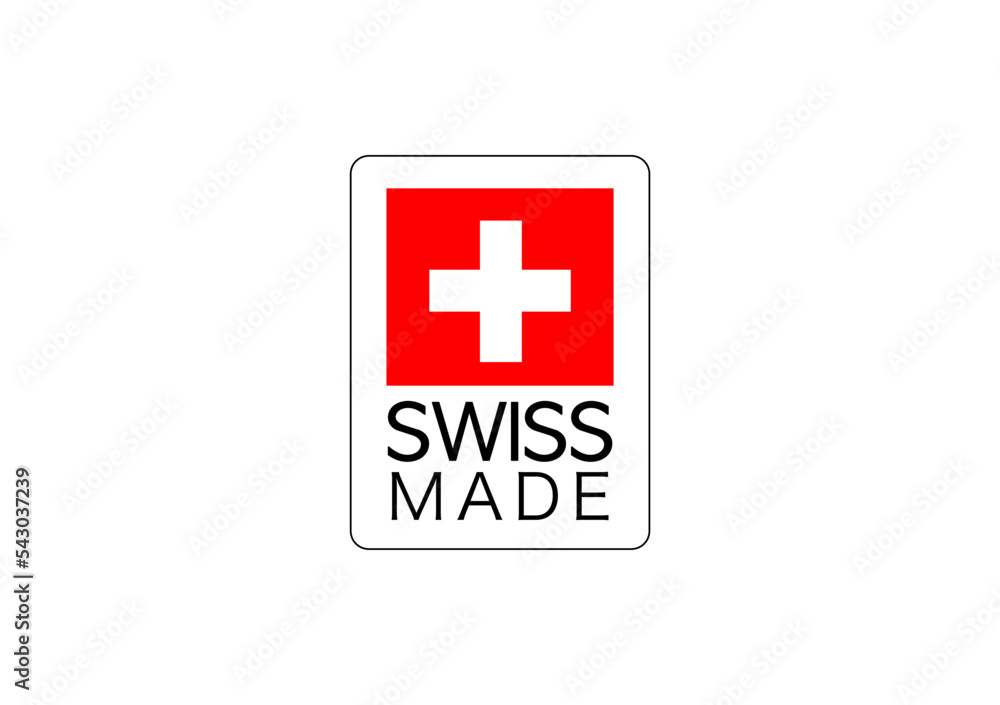 Label with text Swiss Made, Swiss flag, square and rectangle ...