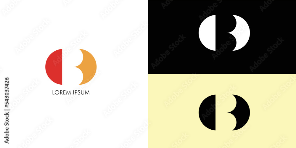 Letter B simple elegant logo with black and white background, color ...