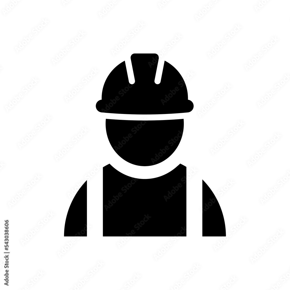 Construction worker icon in flat style. Building contractor symbol ...